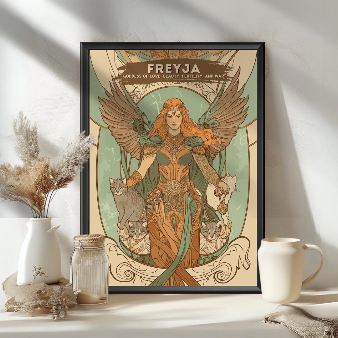 Freyja God Poster, Freyja Goddess, Freya Norse Goddess , Norse Mythology, Ancient Rome Art ...