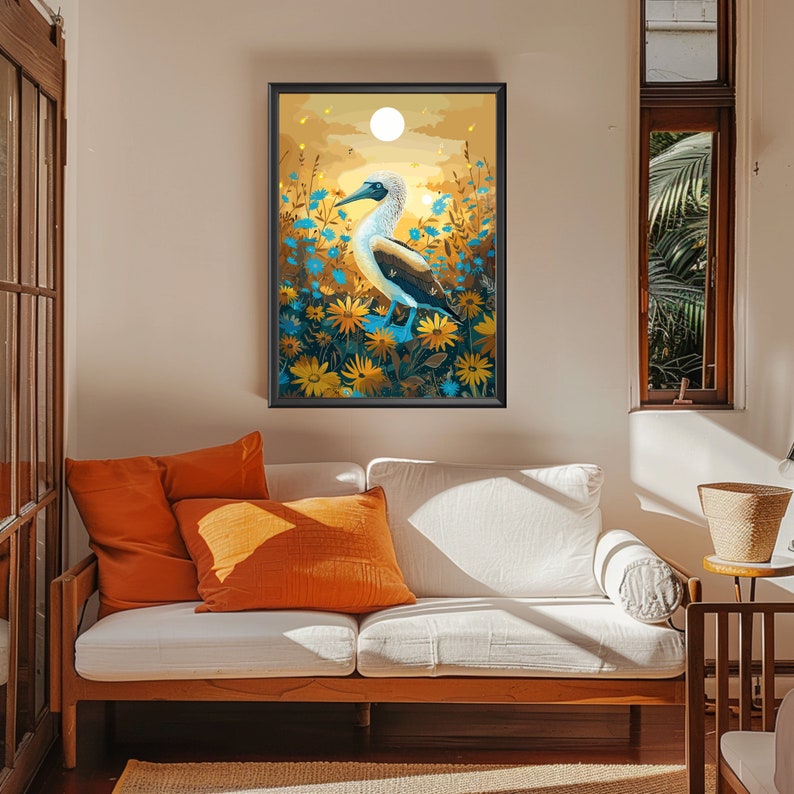 Blue Footed Booby Poster, Booby Bird Print, Galapagos Bird, Endangered ...