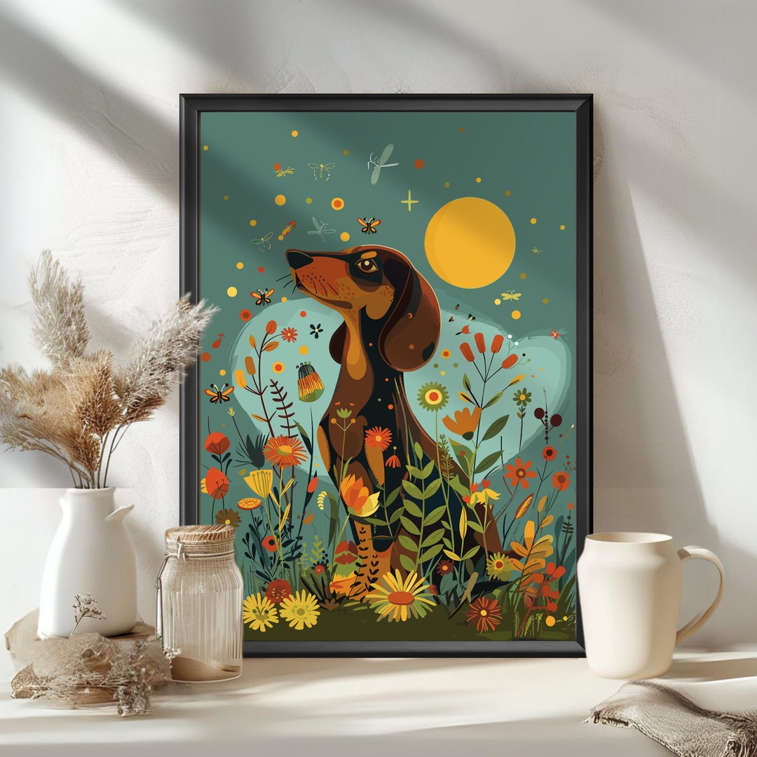 Dackel Hund Druck, Dackel Hund Poster, Dackel, Welpen Kunst, Dackel ...