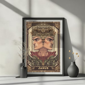 Janus God Poster, Roman God Janus, God of Beginnings, Transitions, and ...