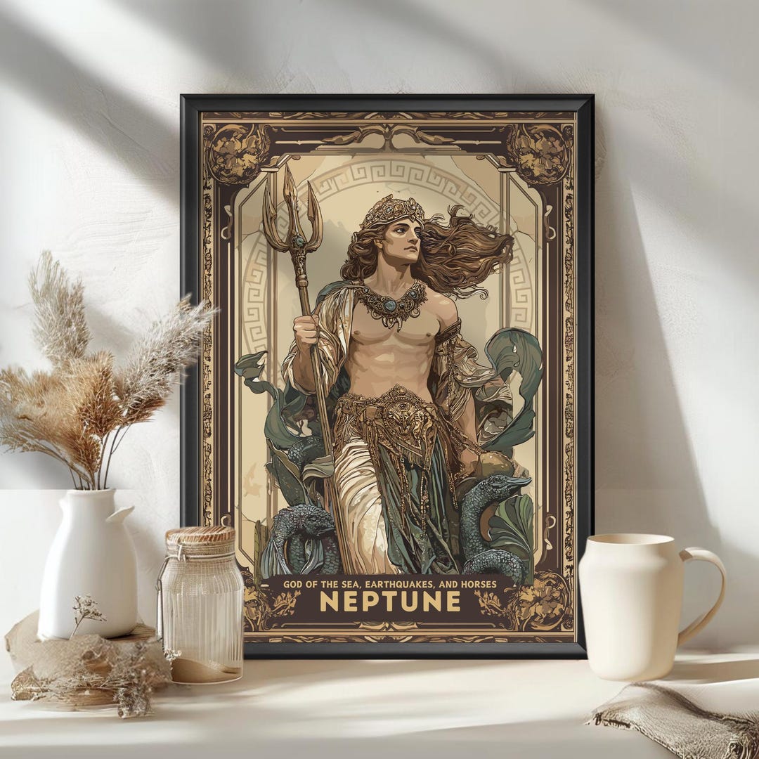 Neptune God Poster, Roman God Neptune, God of Sea, Earthquakes, and ...