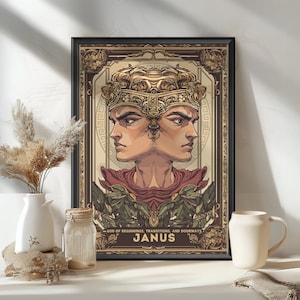 Janus God Poster, Roman God Janus, God of Beginnings, Transitions, and ...