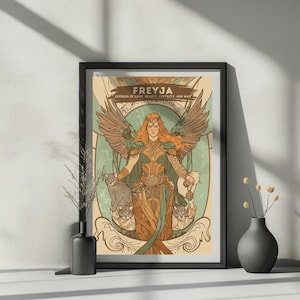 Freyja God Poster, Freyja Goddess, Freya Norse Goddess , Norse Mythology, Ancient Rome Art ...