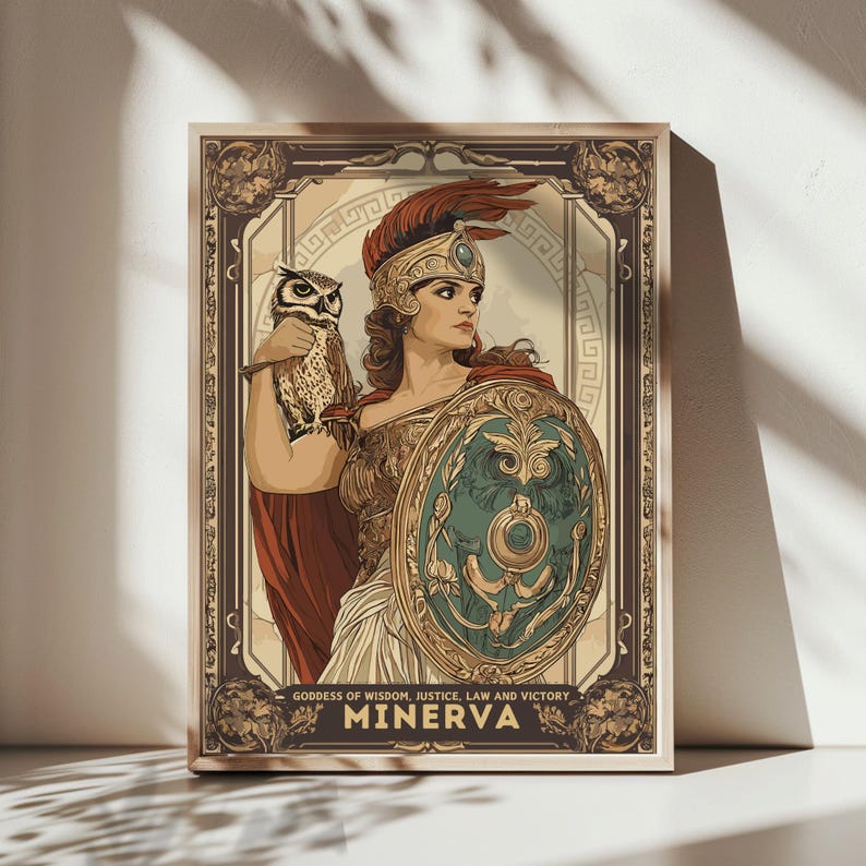 Minerva Goddess Poster, Roman Goddess Minerva, Goddess of Wisdom ...