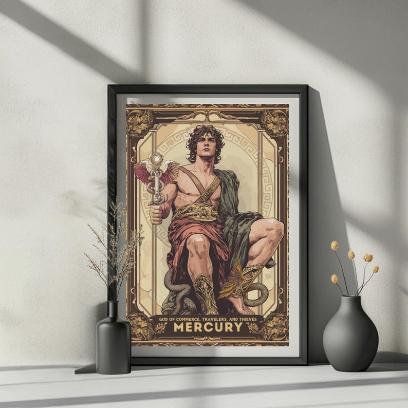 Mercury God Poster, Roman God Mercury, Messenger of the Gods, God of ...