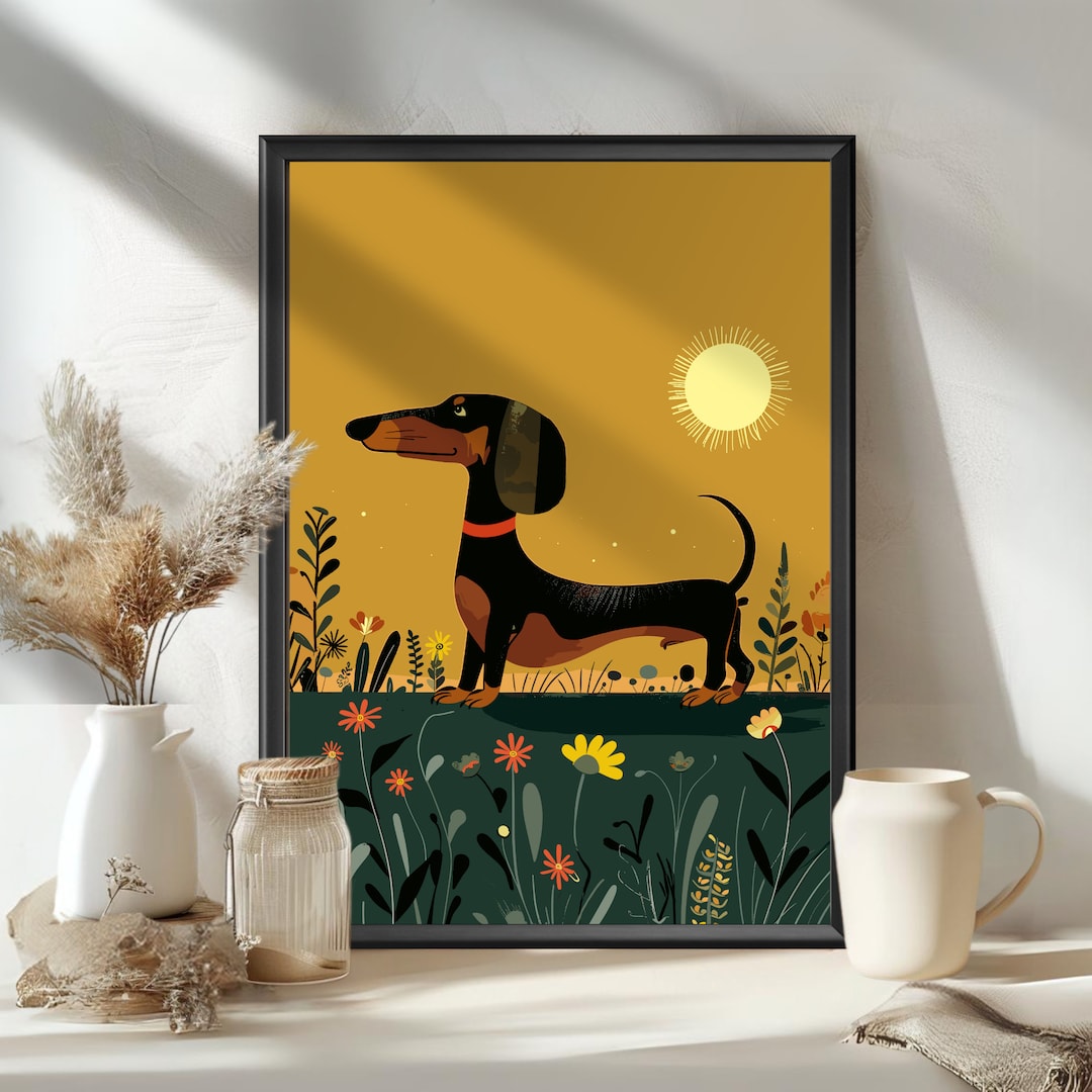 Sausage Dog Poster, Wiener Dog Print, Dachshund Puppy Art, Weiner Dog ...
