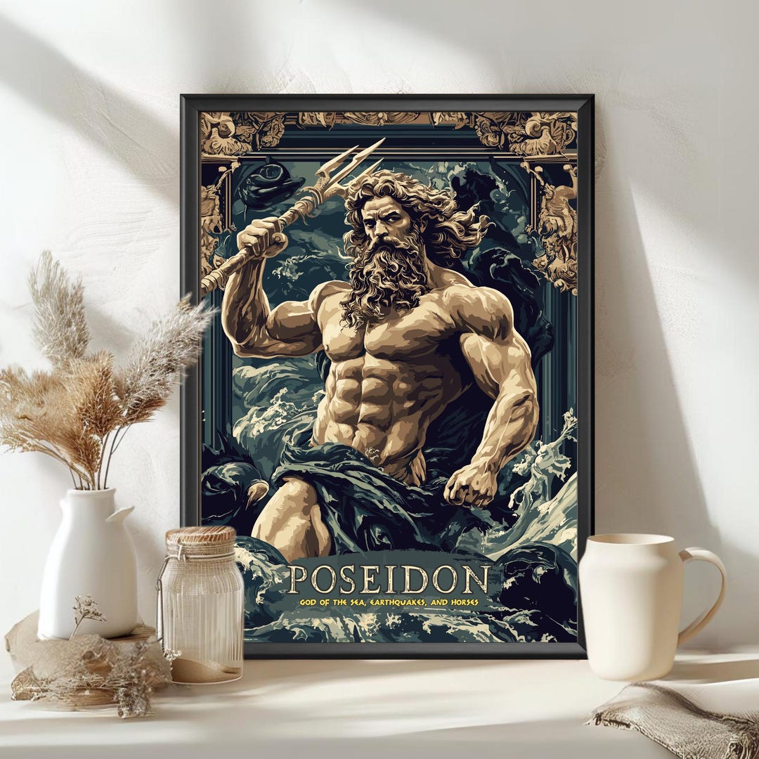 Poseidon God Poster, Poseidon Greek God, Greek God, Greek Mythology ...