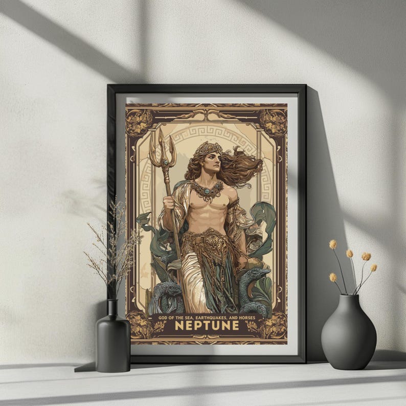 Neptune God Poster, Roman God Neptune, God of Sea, Earthquakes, and ...