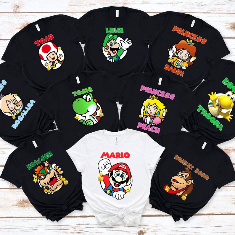 Super Mario Family Shirt,super Mario Character Shirt,super Mario ...