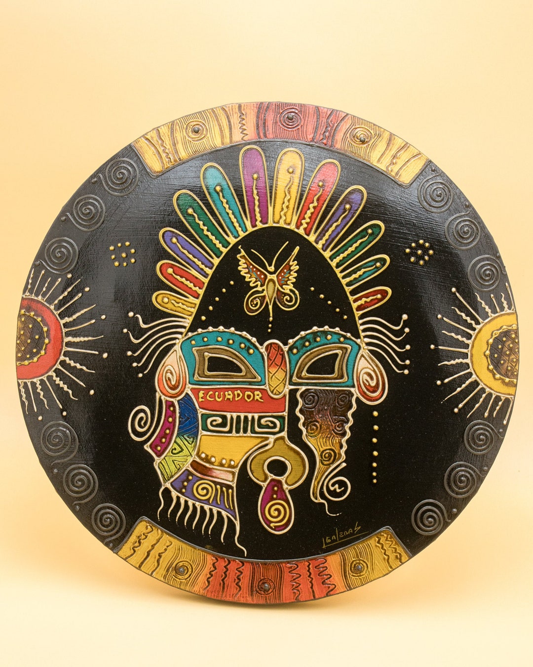 Ecuadorian Hand-painted Aya Huma Round Canvas Wall Art - Etsy