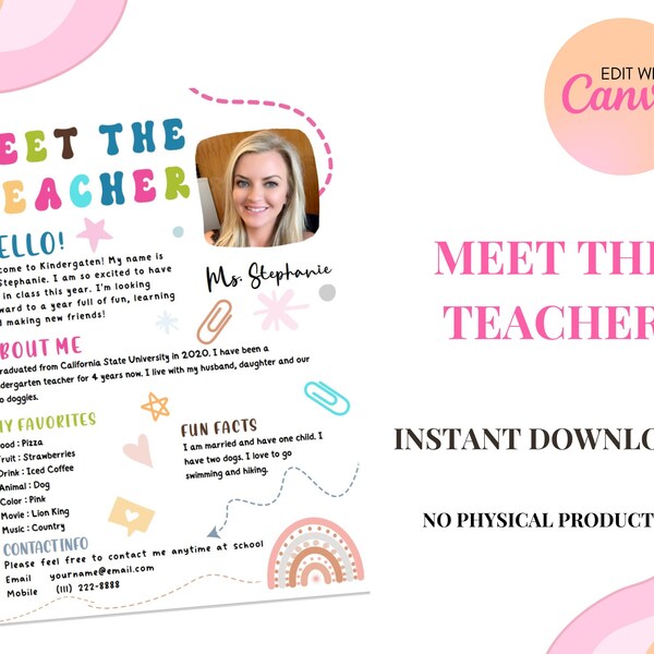 Meet the Teacher Template - Etsy
