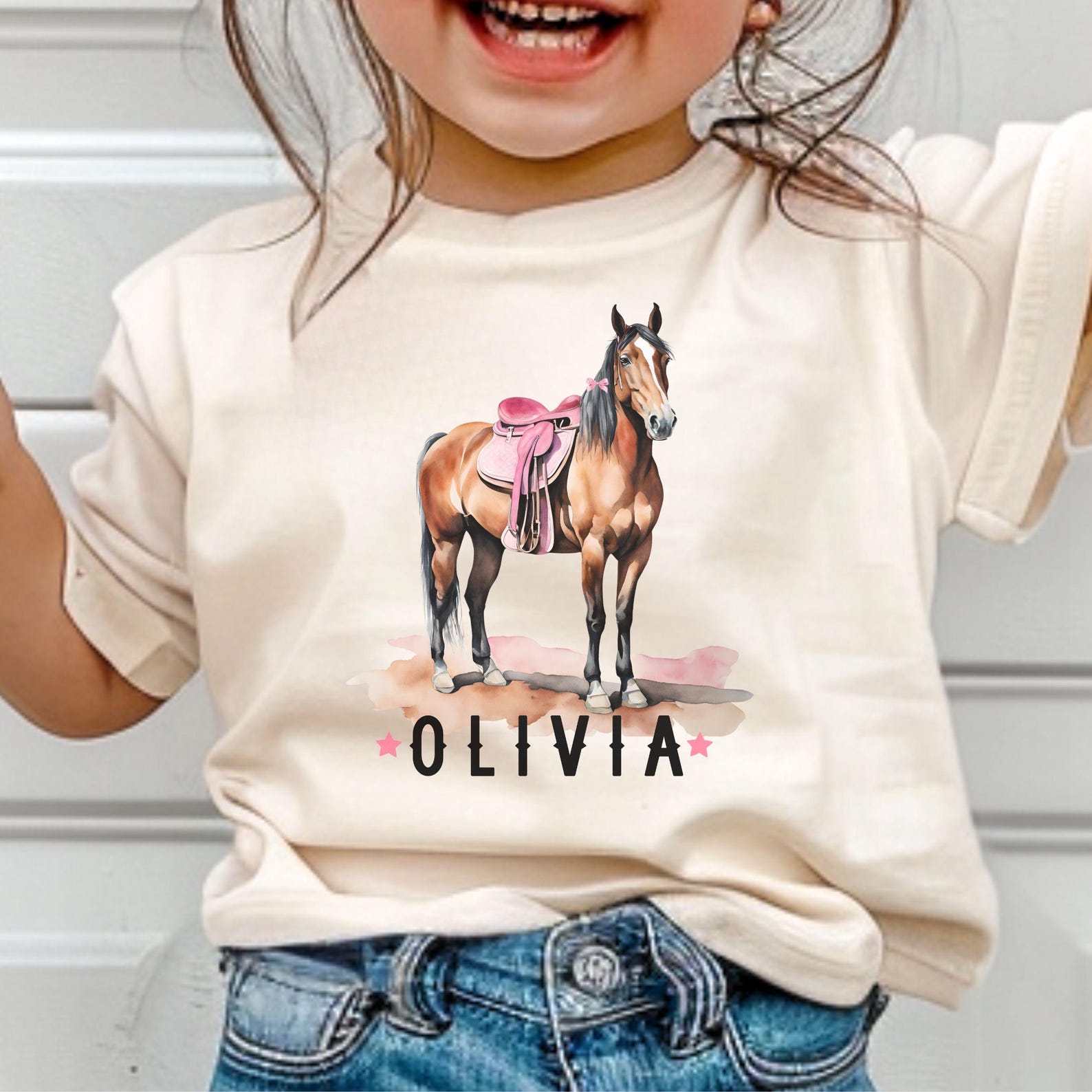 Personalized Horse Shirt for Girls, Custom Toddler Name T-shirt, Pony ...
