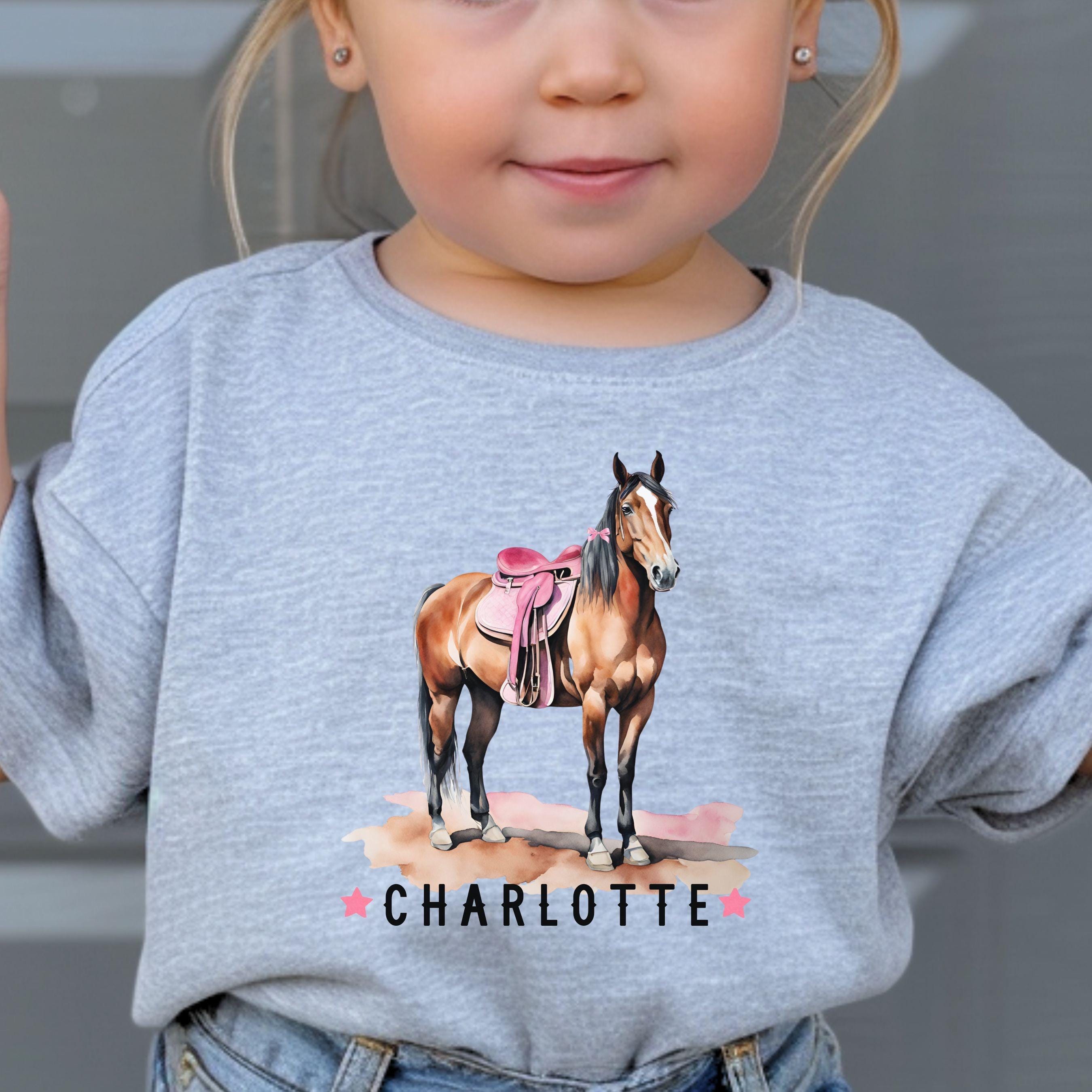 Personalized Horse Shirt for Girls, Custom Toddler Name T-shirt, Pony ...