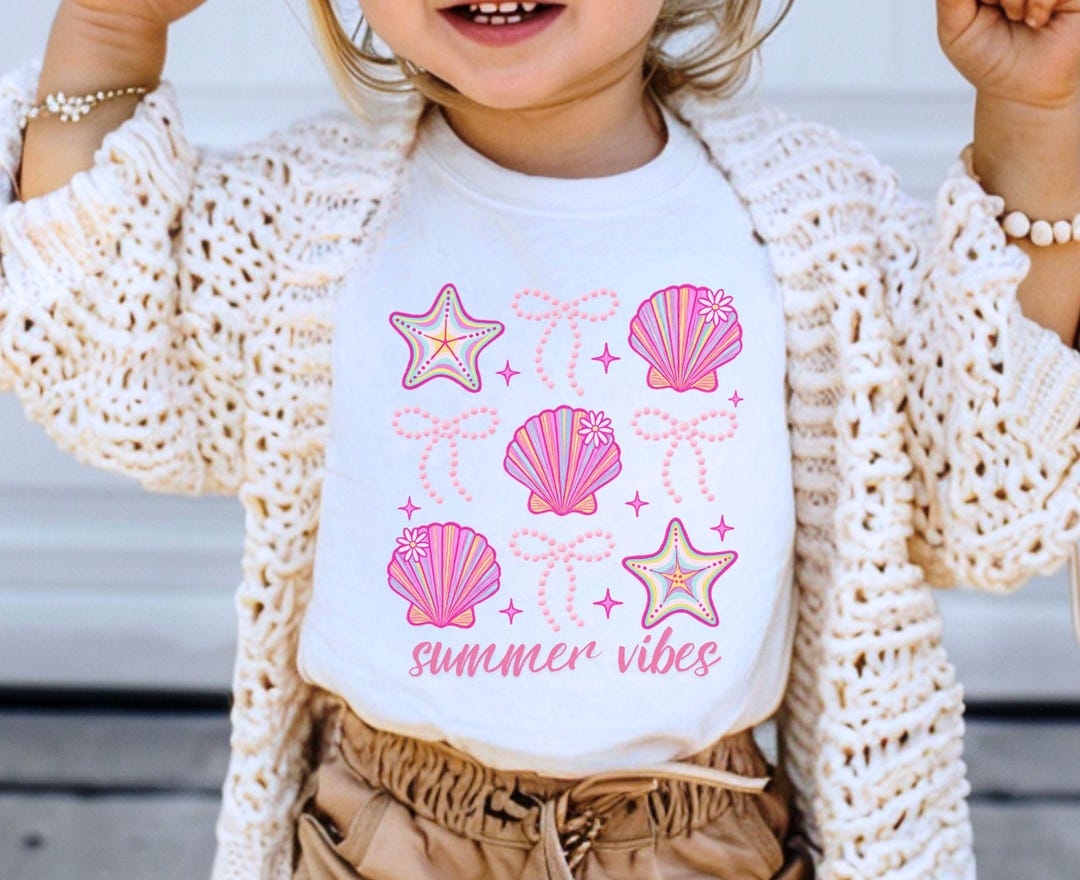 Girls Beach Shirt, Girls Summer Shirt, Coastal Seashells Tee, Toddler ...