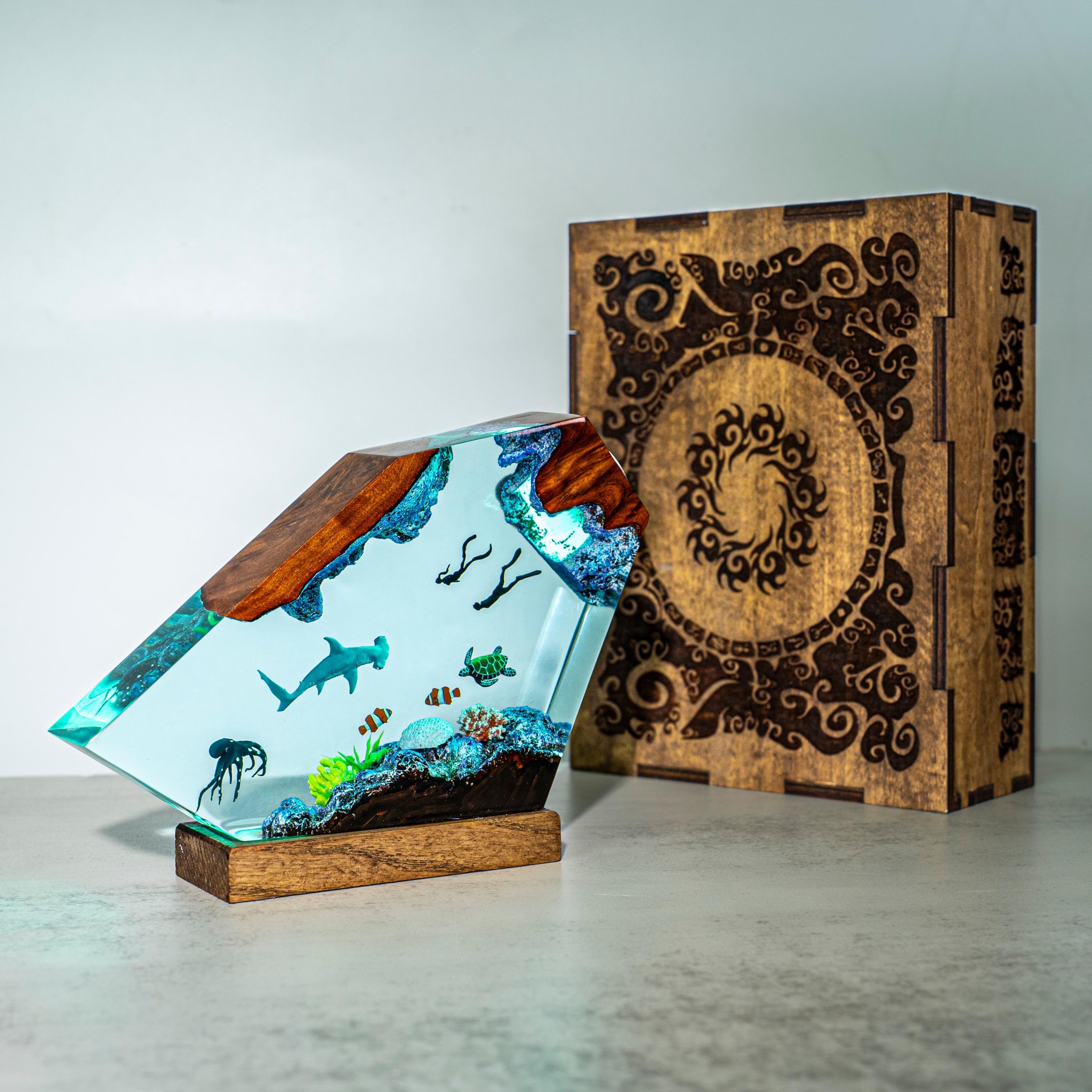 Hammerhead Shark Resin Lamp: Ocean Diorama With Octopus, Turtle ...