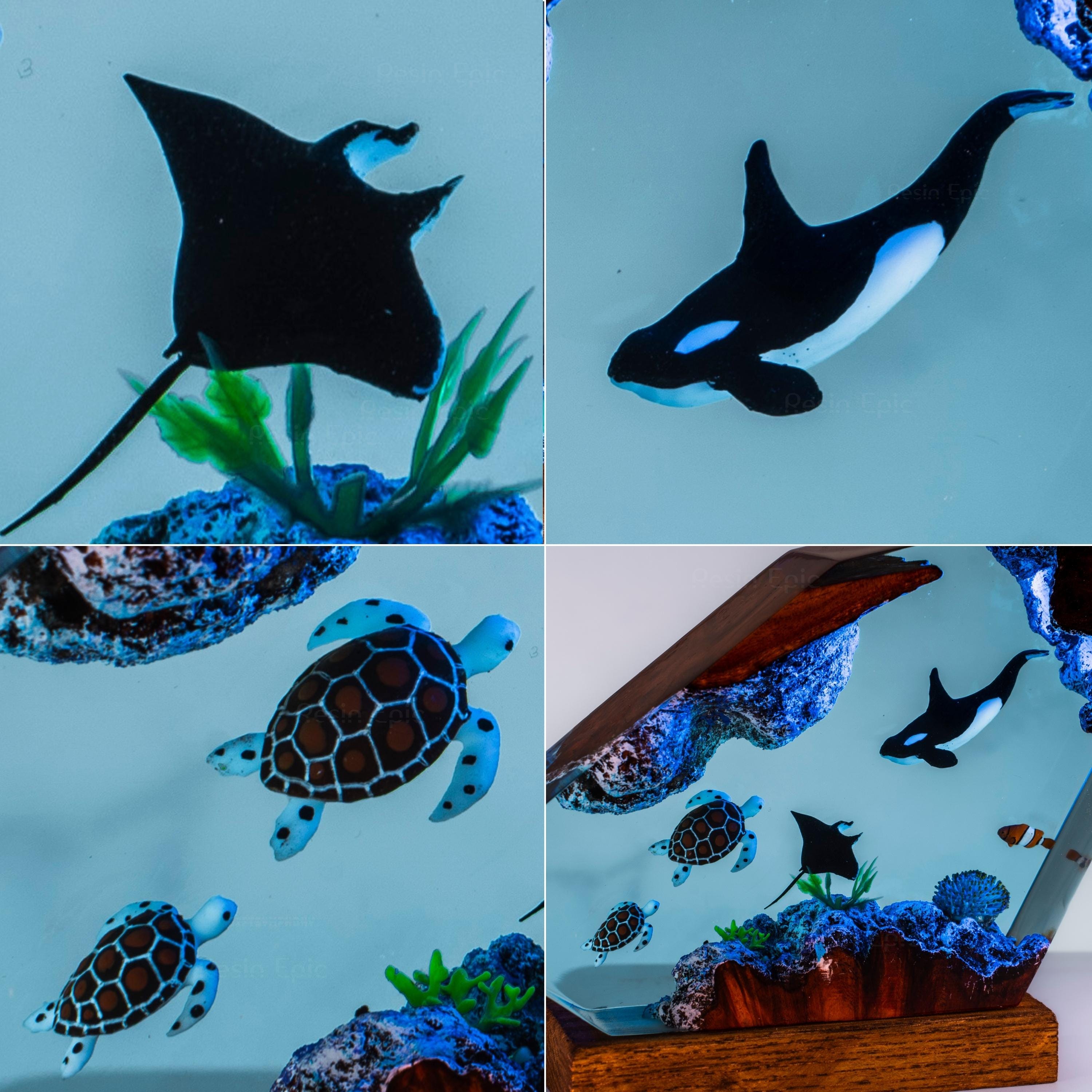 Humpback Whale & Sea Turtle Epoxy Resin Lamp: Ocean Night Light - Etsy