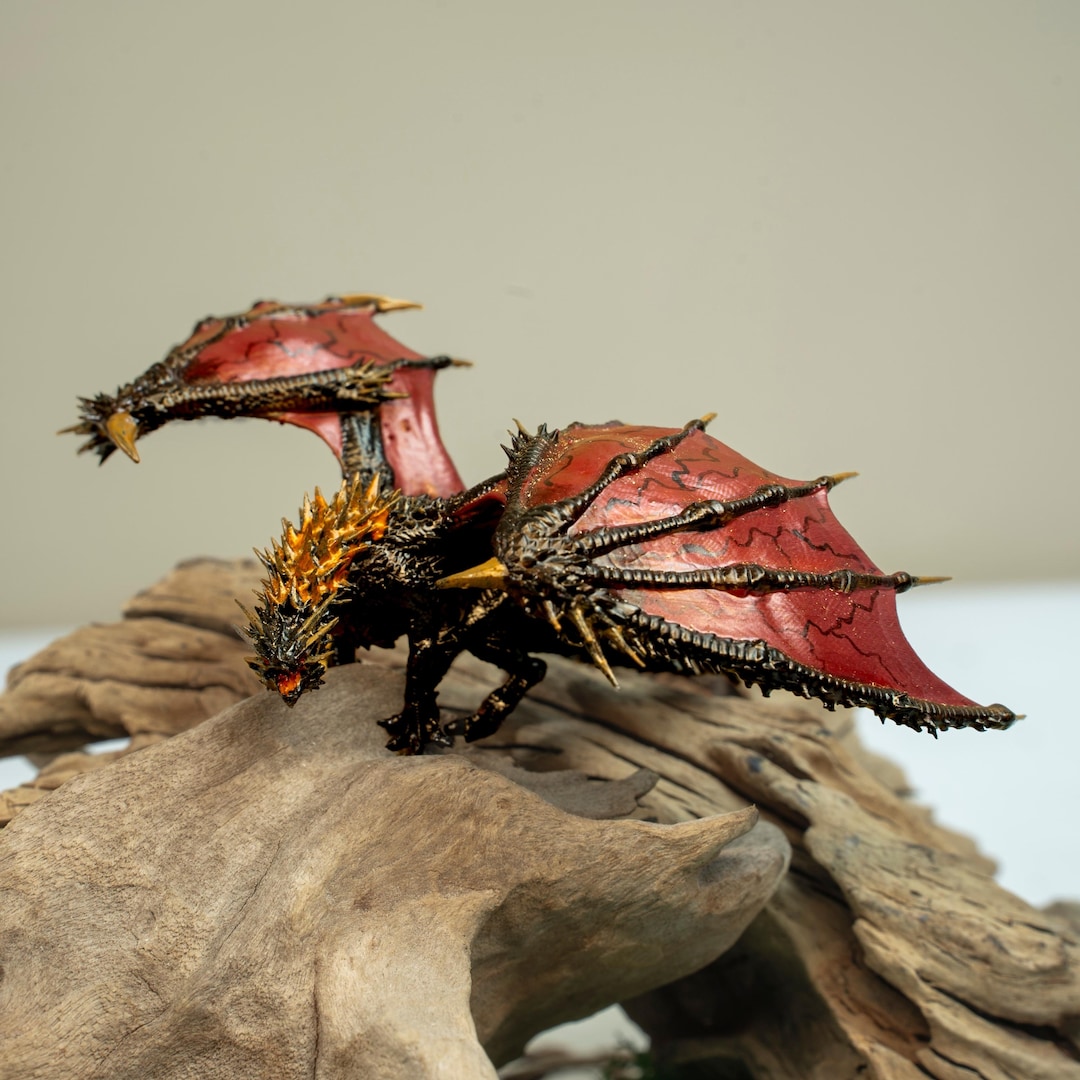 Red Dragon Miniature Figurine: Hand-painted Resin Fantasy Model - Etsy