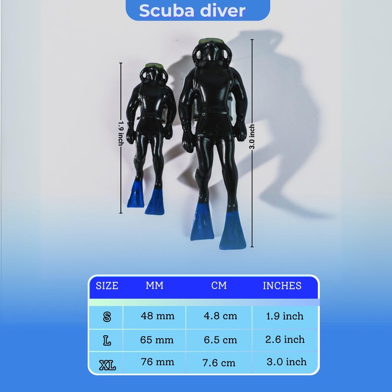 Hand-painted Scuba Diver Miniature: Ocean Terrarium Figurine (48mm/65mm ...