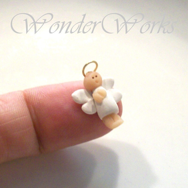 Micro Miniature Angel in White With Tiny Gold Halo Hand | Etsy