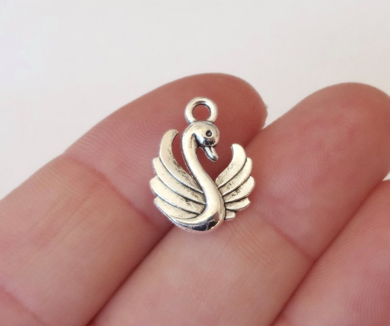 10 Charms Swan Charm 12.5x17x2.5mm - Etsy