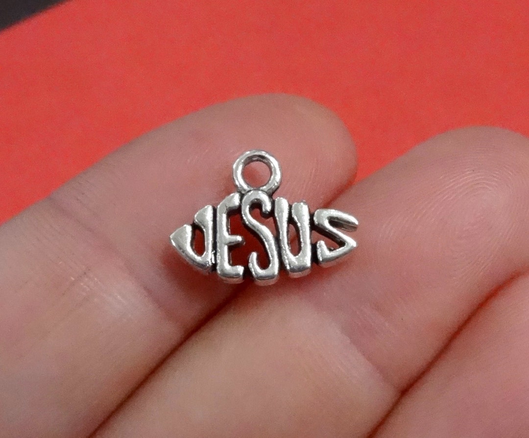 10 Charms, "jesus" Religion, Religious Charms 11x15x2mm Hole. 2mm ITEM ...