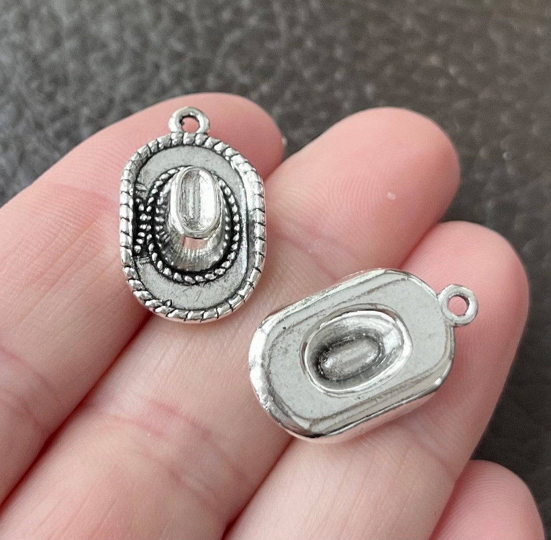 10 Charms, Cowboy Hat, Charm 22x13x5mm, Hole 2mm ITEM:AF17 - Etsy