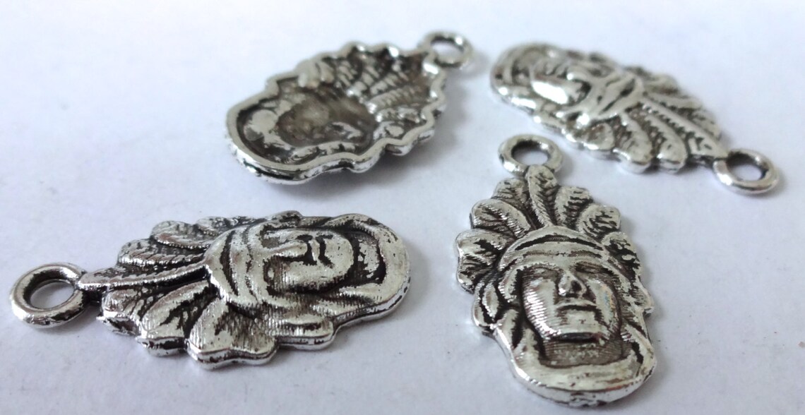 10 Charms, Indian Chief Charm 10x20x2mm ITEM:AF21 - Etsy