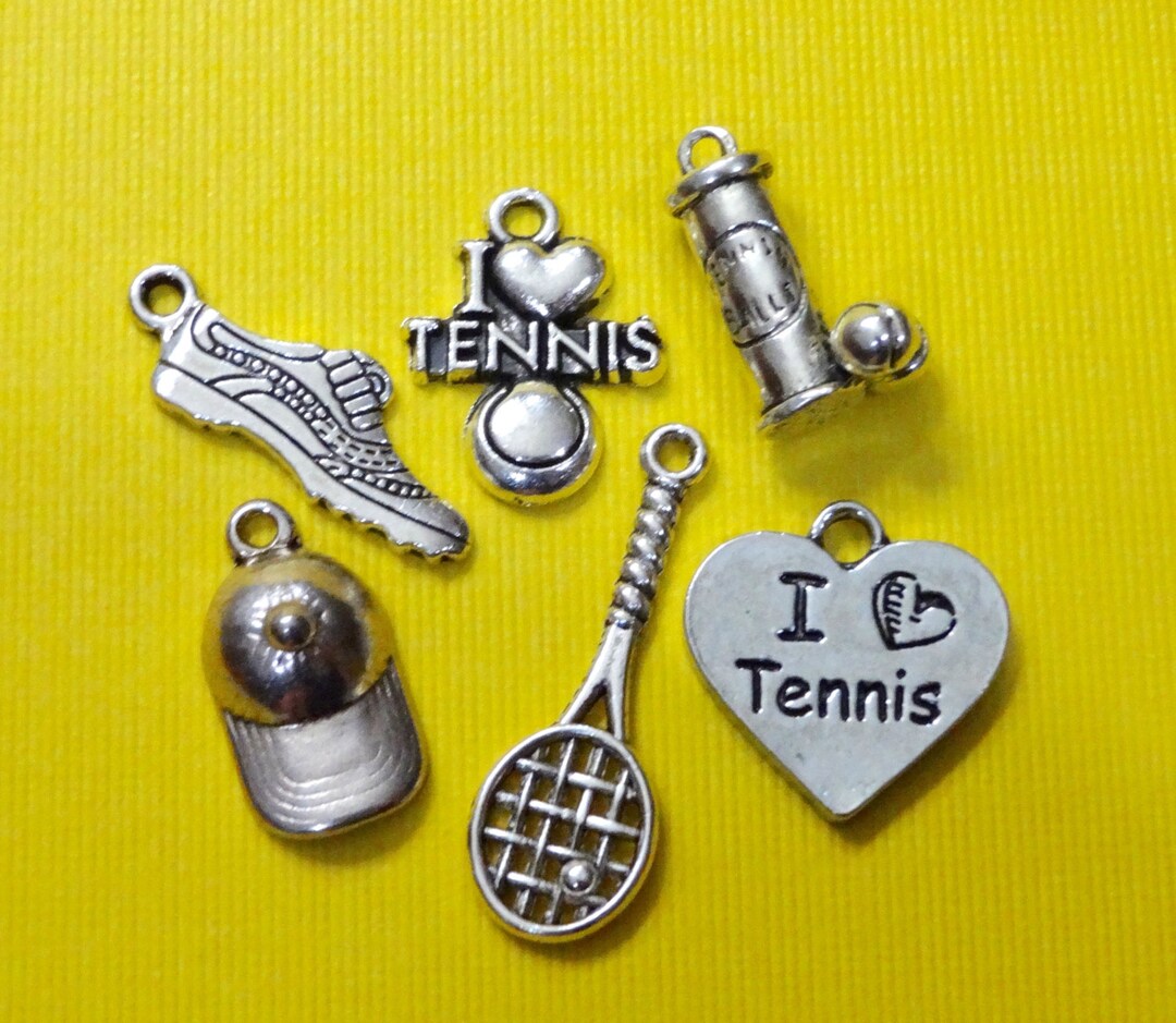 6 Charms, Tennis Collection Tennis Balls, Tennis Racket, Cap, Shoe ...