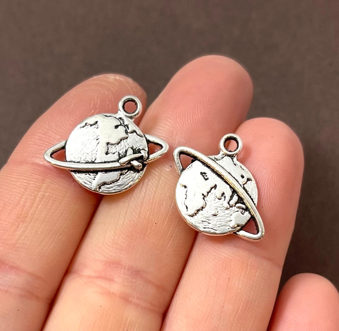 10 Charms, Earth, World, Globe (double Sided, Puffed) 18x18x2mm ITEM ...