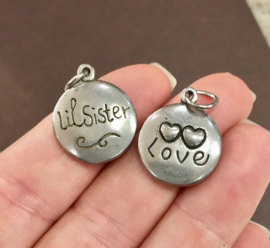 1 Charm, Lil Sister, Love, Heart, Family, Charm, Pendant, Non Tarnish ...