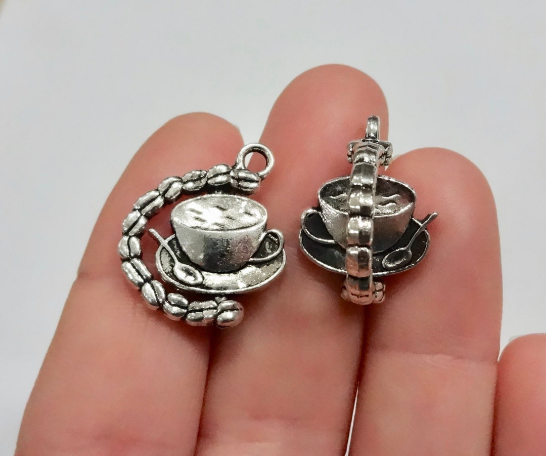 4 Charms, Coffee, Tea, Mug With Saucer, Rotating, Spinning Charm ...