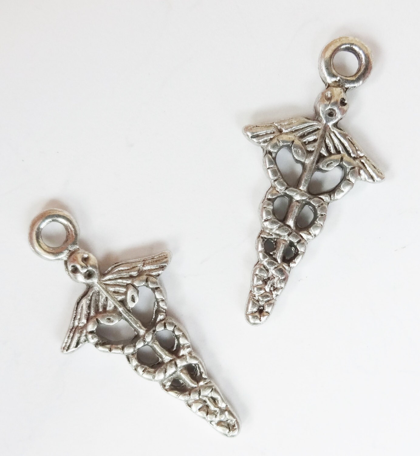 10 Charms Caduceus symbol of Medicine Medical | Etsy