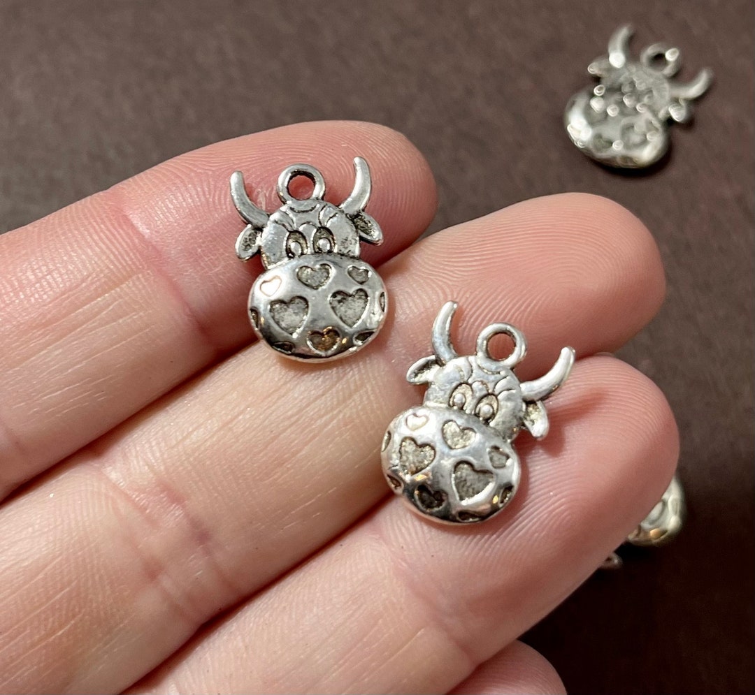 10 or 50 Charms, Cow, Bull, (double Sided, Puffed) Charm 25x30mm ITEM ...