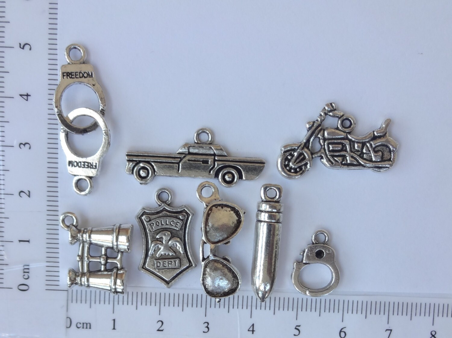 8 Charms, Police, Department, P.D. Assorted Theme Charm - Etsy
