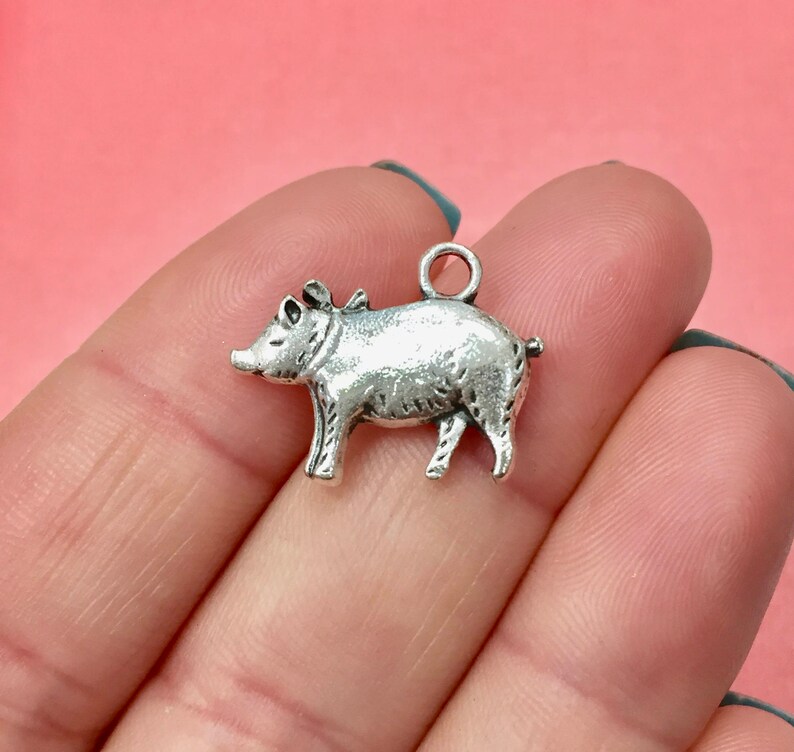 10 Charms PIG Piglet Farm Animal Charms double Sided - Etsy