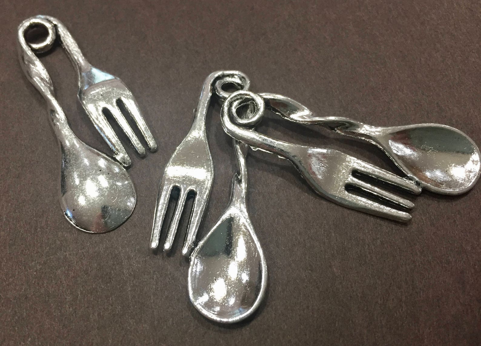 10 Charms, Spoon, Fork, Twisted, Pendant, Charm 47x20mm Hole: Approx. 1 ...