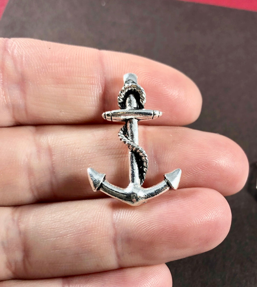 10 Charms, Anchor, Rope, Charms (double Sided) 28x19x5mm, Hole: 2mm ...