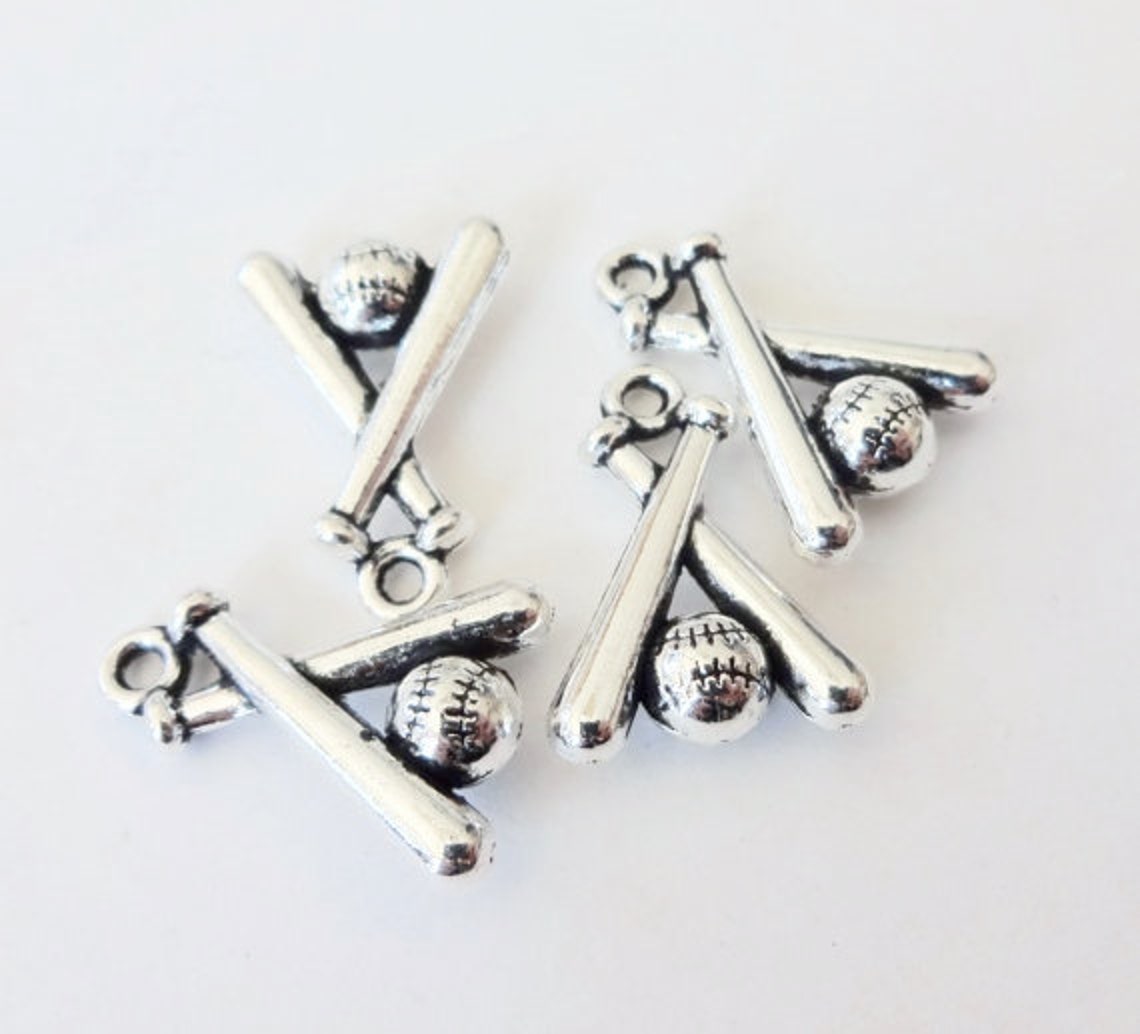 50 BULK Baseball Bat Charms 3D 19x13.5x5mm Hole: 1.5mm | Etsy