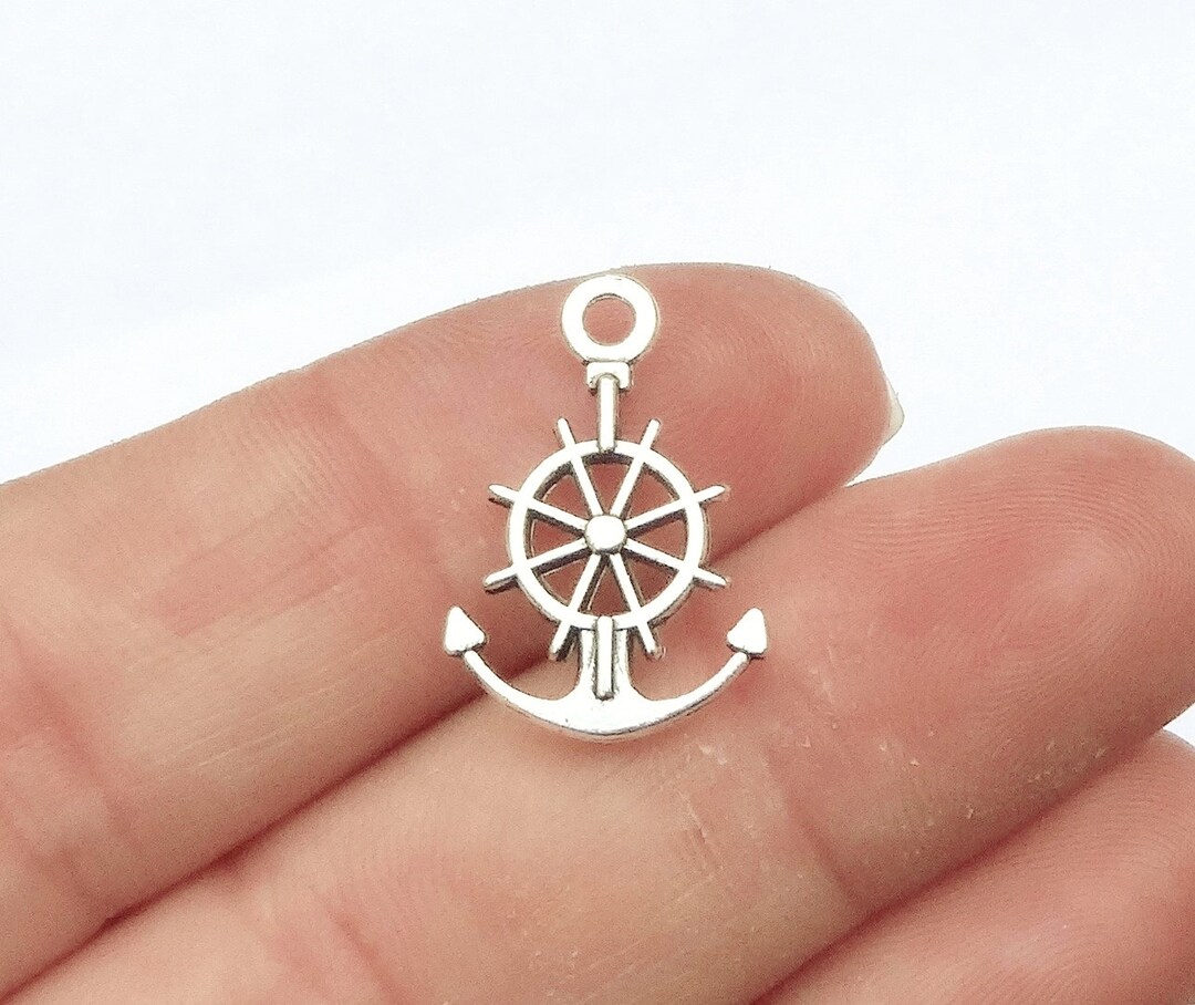 10 Charms, Anchor, Ship Wheel, Boat, Charm (double Sided) 14x21x2mm ...