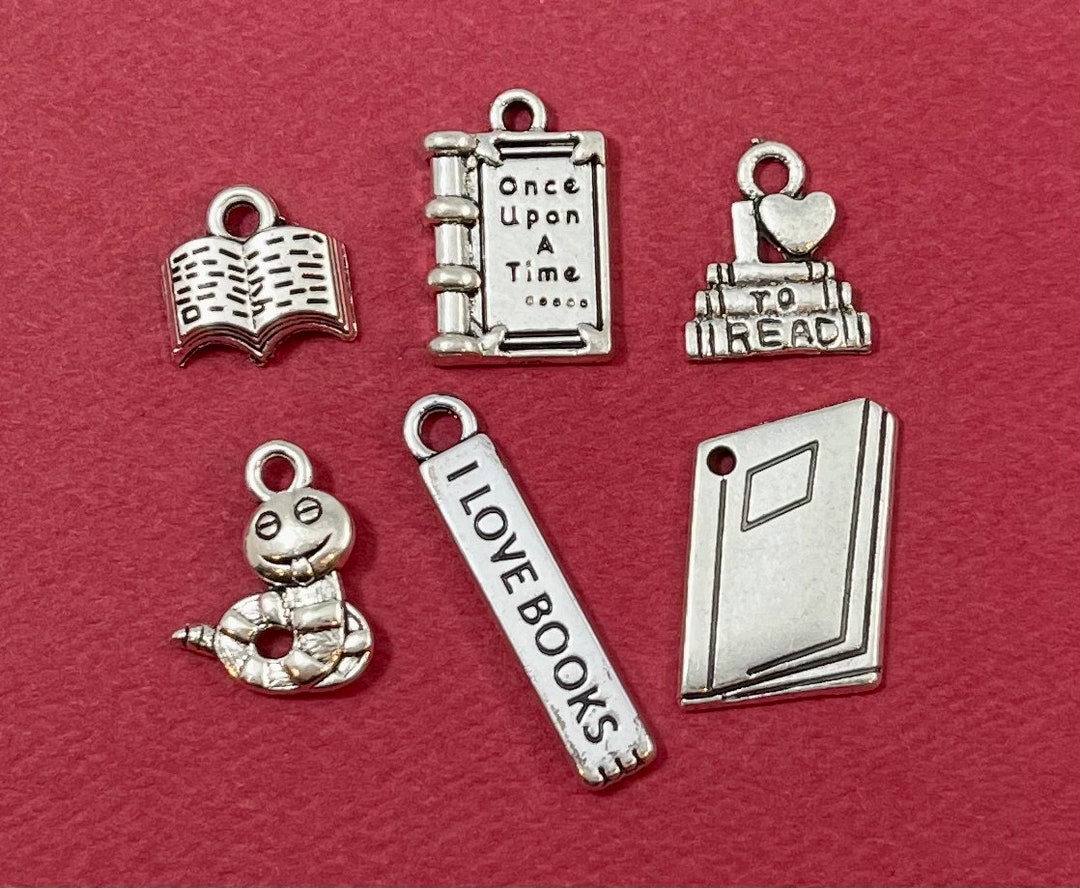 6 Charms, Book, Reading, Assorted Charm Collection - Etsy