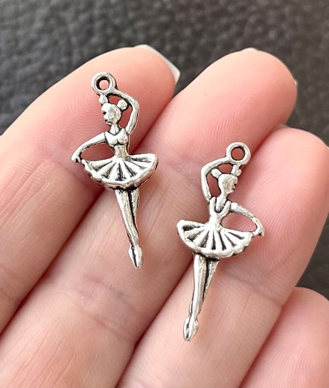 50 Charms, Ballerina, Dance, Tutu, Ballet, Dress Charm 29x12x4mm Hole 1 ...