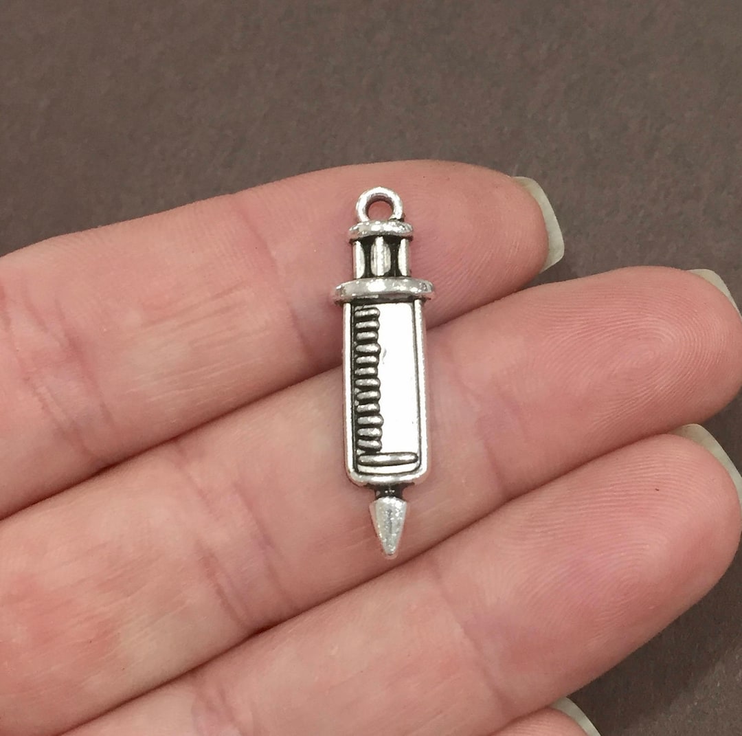 50 Bulk, Syringe, Needle, Medical, Nurse, Doctor, Charms 30x8.5x2mm ...