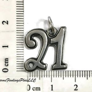 5 Bulk, 21, Twenty-one, Birthday, Number, Charm, Pendant, 316 Stainless ...