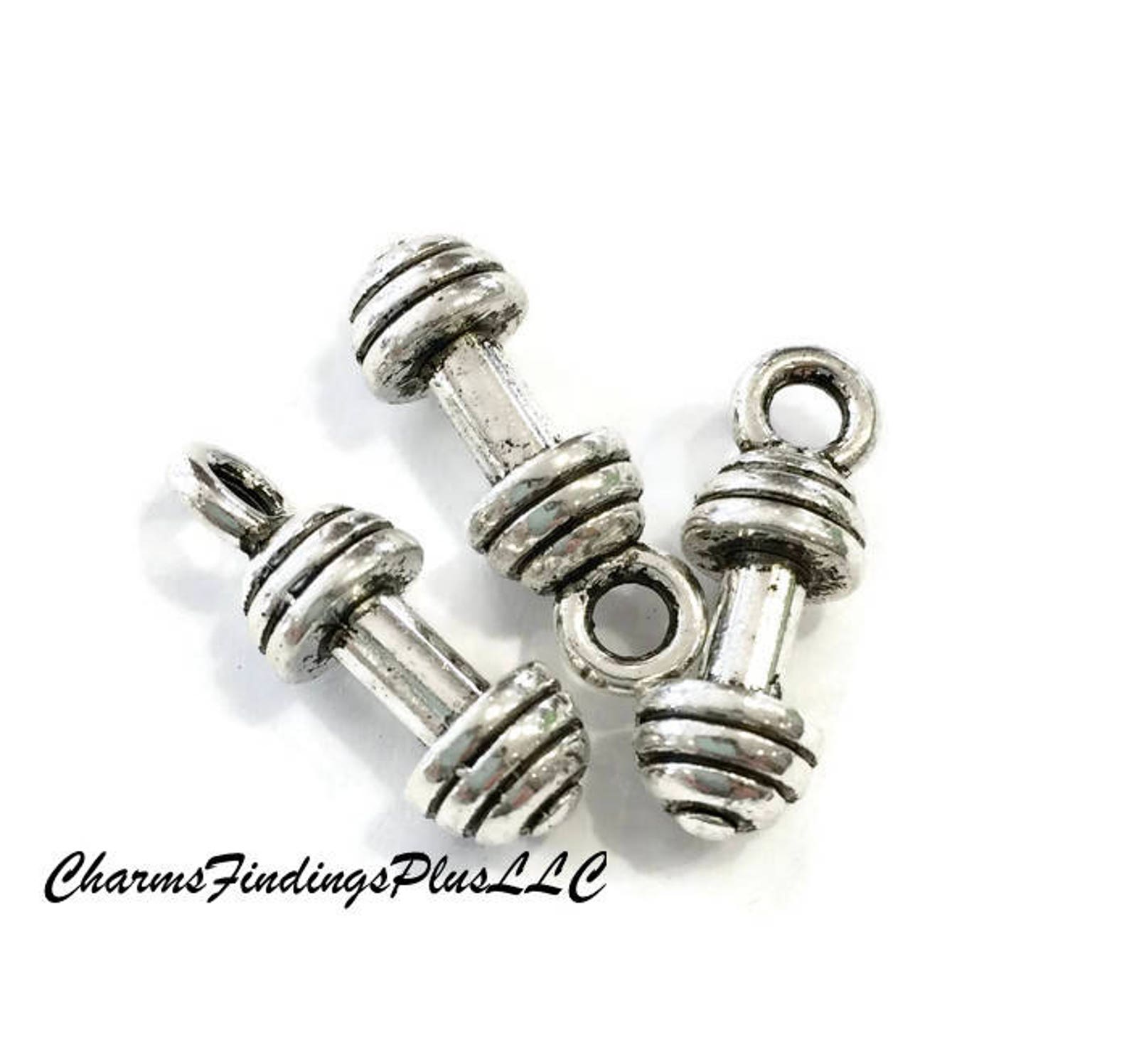 50 Bulk, Barbell, Dumbbell, Weight, Fitness, Workout (3D) Charms 20.5x7 ...