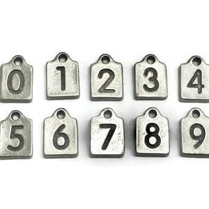 10, 8 Number Eight, Numbers, Charms double Sided pewter Made in USA ...