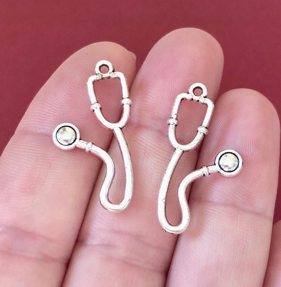 50 Charms, Stethoscope, Doctor, Nurse, Medical, Charm 28x13.5x2mm, Hole ...