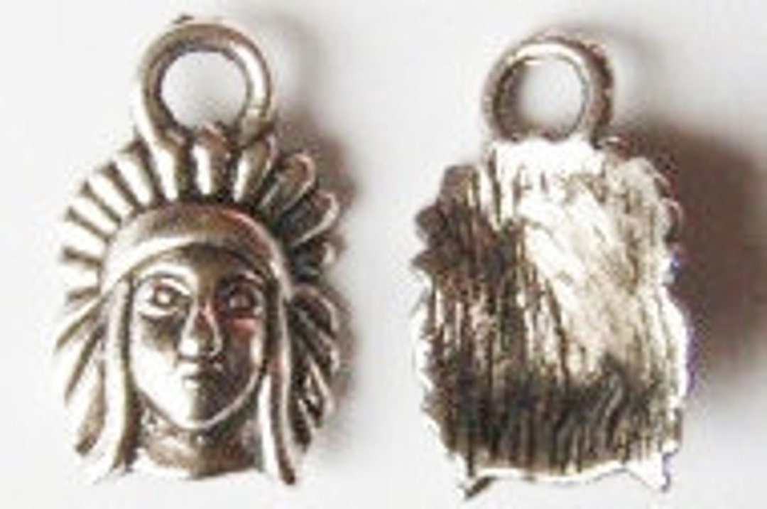 10 Charms, Indian Chief Charm 16x10mm ITEM:AF24 - Etsy