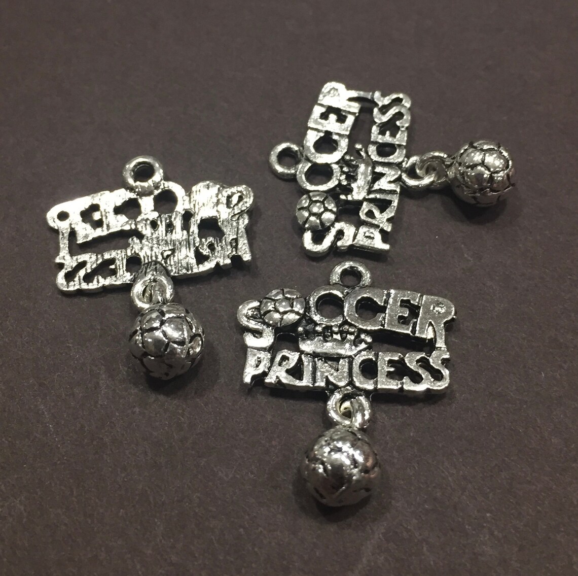 20 Bulk, SOCCER PRINCESS, Ball, Crown, Dangle, Pendant, Charms ...