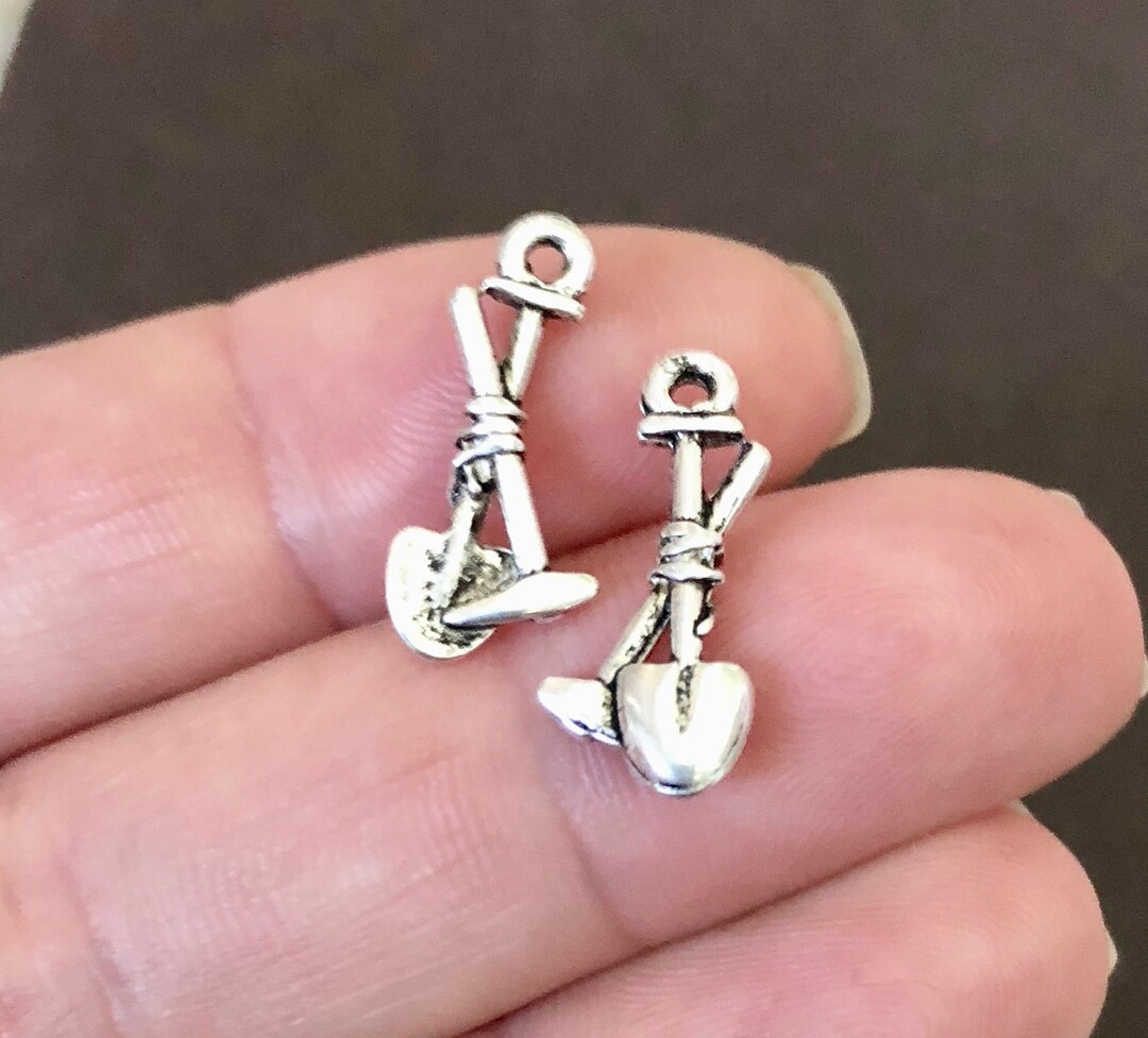 10 or 50 Charms, Shovel, Pick, Spade, Mining, Tool, Charms (3D) 19x9x2 ...
