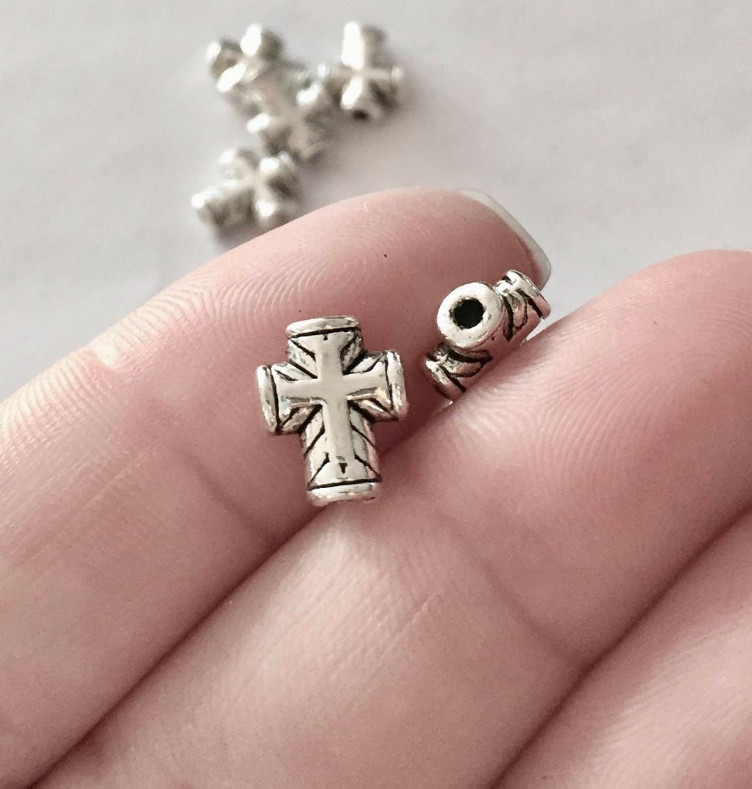 10 or 50 Beads, Cross, Religious, Spacer, Bead, 8.5x10x3.5mm Hole ...